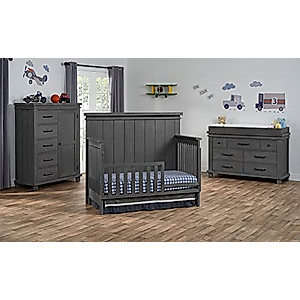 Soho Baby 43011210 Hampton Premium 4-in-1 Convertible Crib, Flat-Top Headboard, Wire Brush Canyon Gray Finish, GreenGuard Gold Certified,