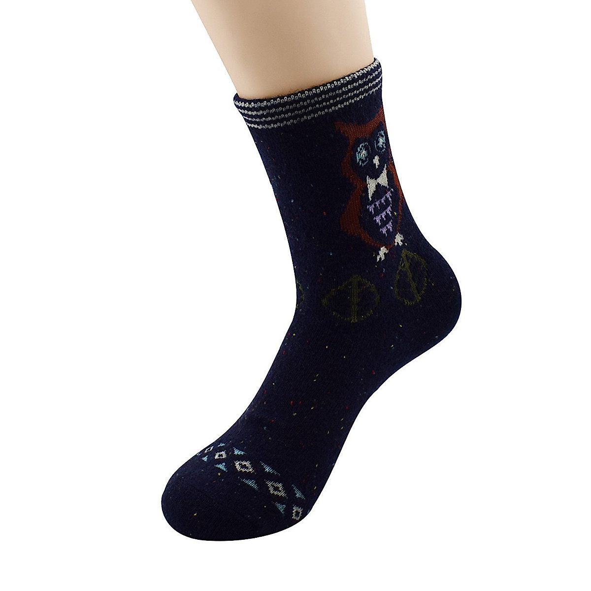 American Trends Women's Winter Thick Warm Athletic Crew Socks Cute Animal Vintage Style Wool Knitting Sock 3 Pack Owl