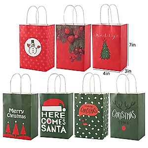 Sattiyrch Christmas Gift Bags 28 Count,Xmas Holidays Kraft Gift Bag Assorted Sizes,7 Jumbo, 7 Large, 7 Medium, 7 Small