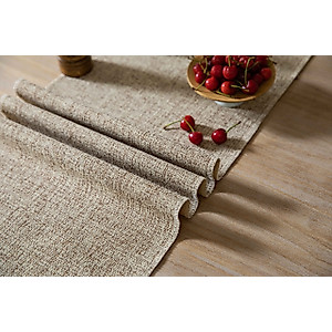 ZeeMart Beige Table Runners 72 Inches Long, Burlap Linen Style Rustic Farmhouse Table Runner, Boho Woven Dining Table Runner, 13x72 Inches, Oatmeal Beige