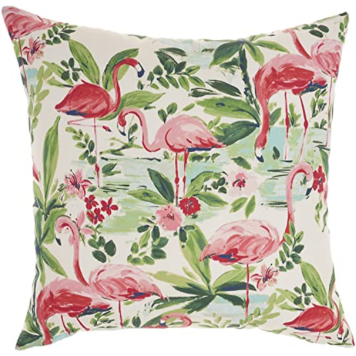 Waverly Pillows Flamingos Washable Indoor/Outdoor Multicolor 20" x 20" Throw Pillow