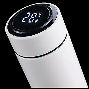 500ml Thermos Stainless Steel Double Wall Vacuum Flask Smart Water Bottle with LED Screen for Temp (White)