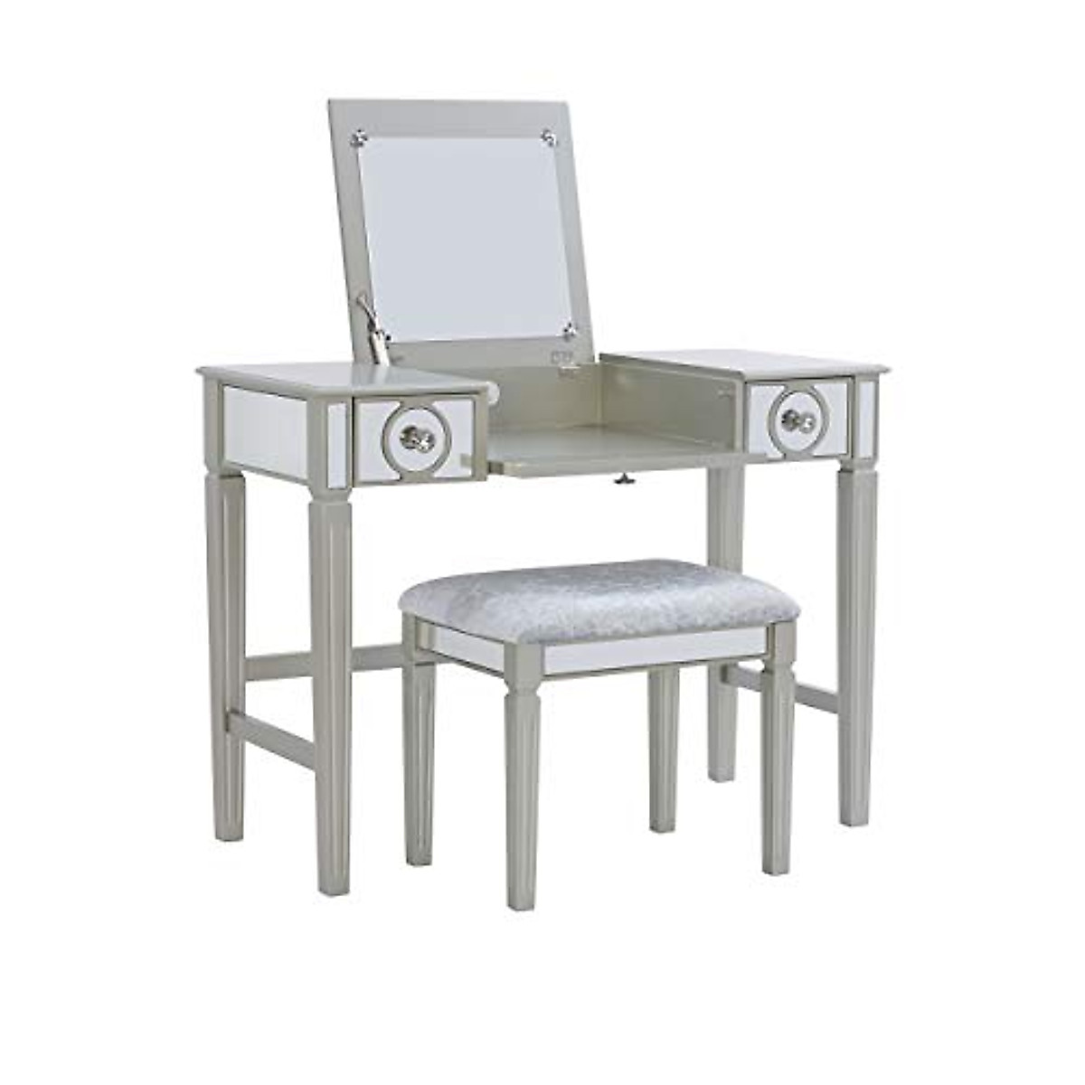 Linon Home Décor Vanity Set Silver