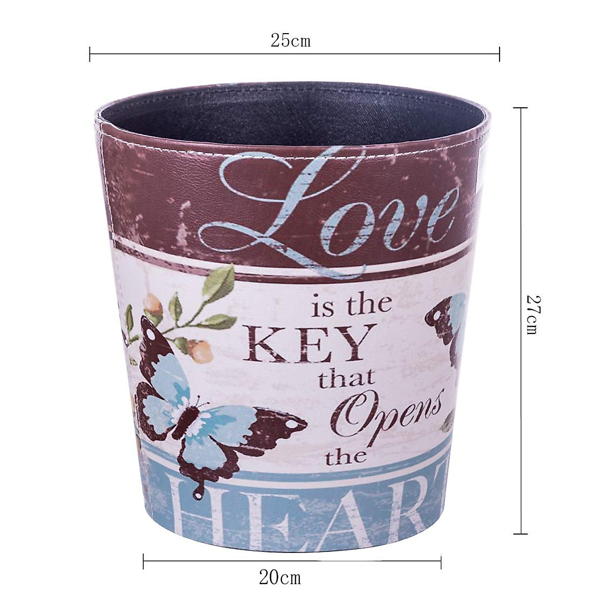 Lingxuinfo Scakbyer Trash Can, European Style Waste Paper Bin Wastebasket Garbage Can Uncovered Waste Bin for Kitchen Bathroom Bedroom - Butterfly Pattern