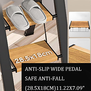 KISKIS Folding 3 Step Ladder Woodgrain Aluminum Kitchen Step Stool, Anti-Slip Pedal, Portable Lightweight Closet Ladders for Home Adults, 330 Lbs