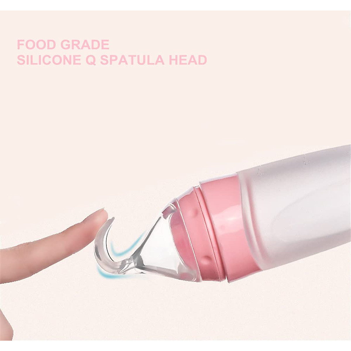 Gaodear Baby Food Feeder,Cartoon Silicone Squeeze Feeding Bottle with Dispenser Spoon for Babies Infant (Pink, 3oz/90ml)