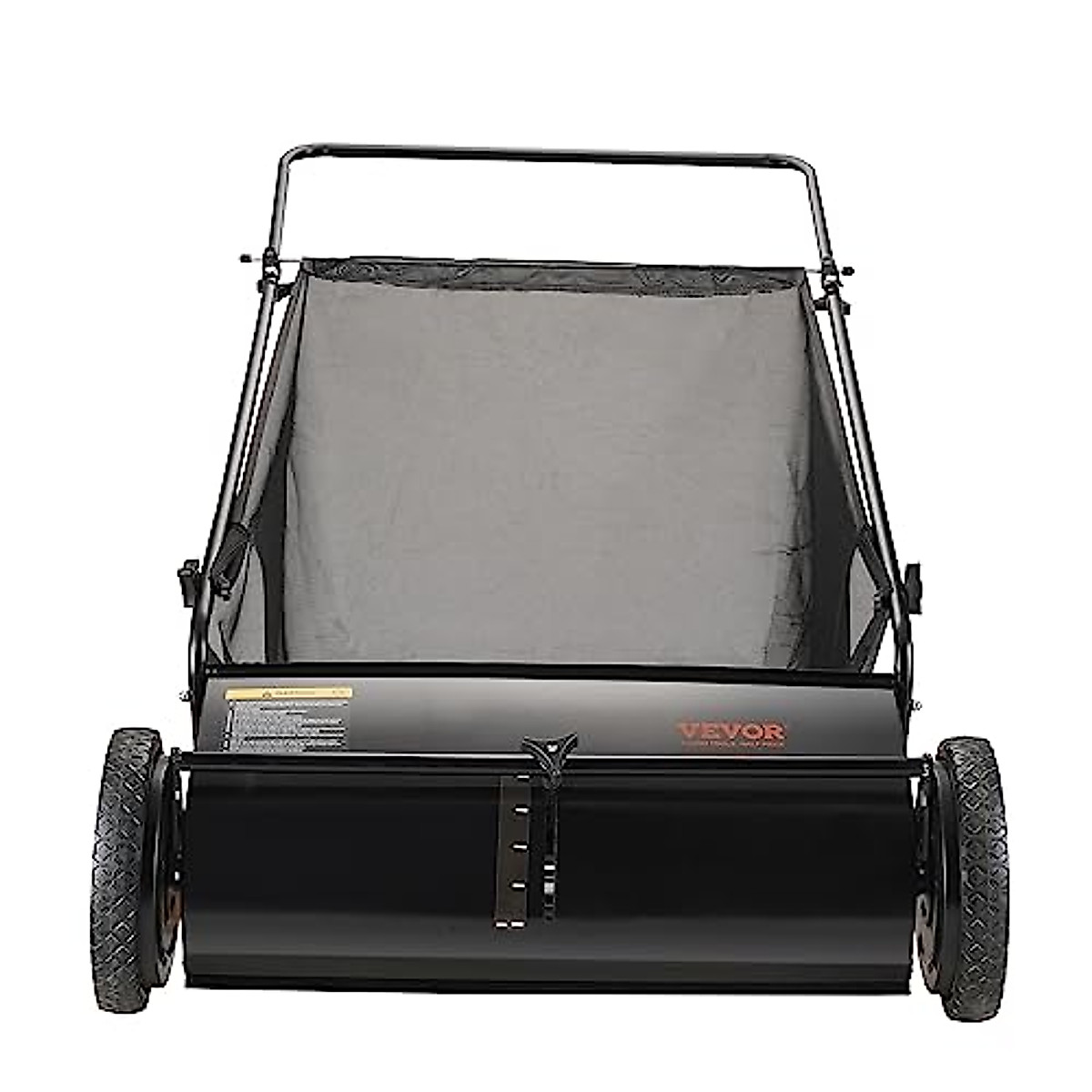 VEVOR Push Lawn Sweeper, 26 Inch Leaf & Grass Collector, Strong Rubber Wheels & Heavy Duty Thickened Steel Durable to Use with Large Capacity 7 ft³ Mesh Collection Bag, 4 Spinning Brushes