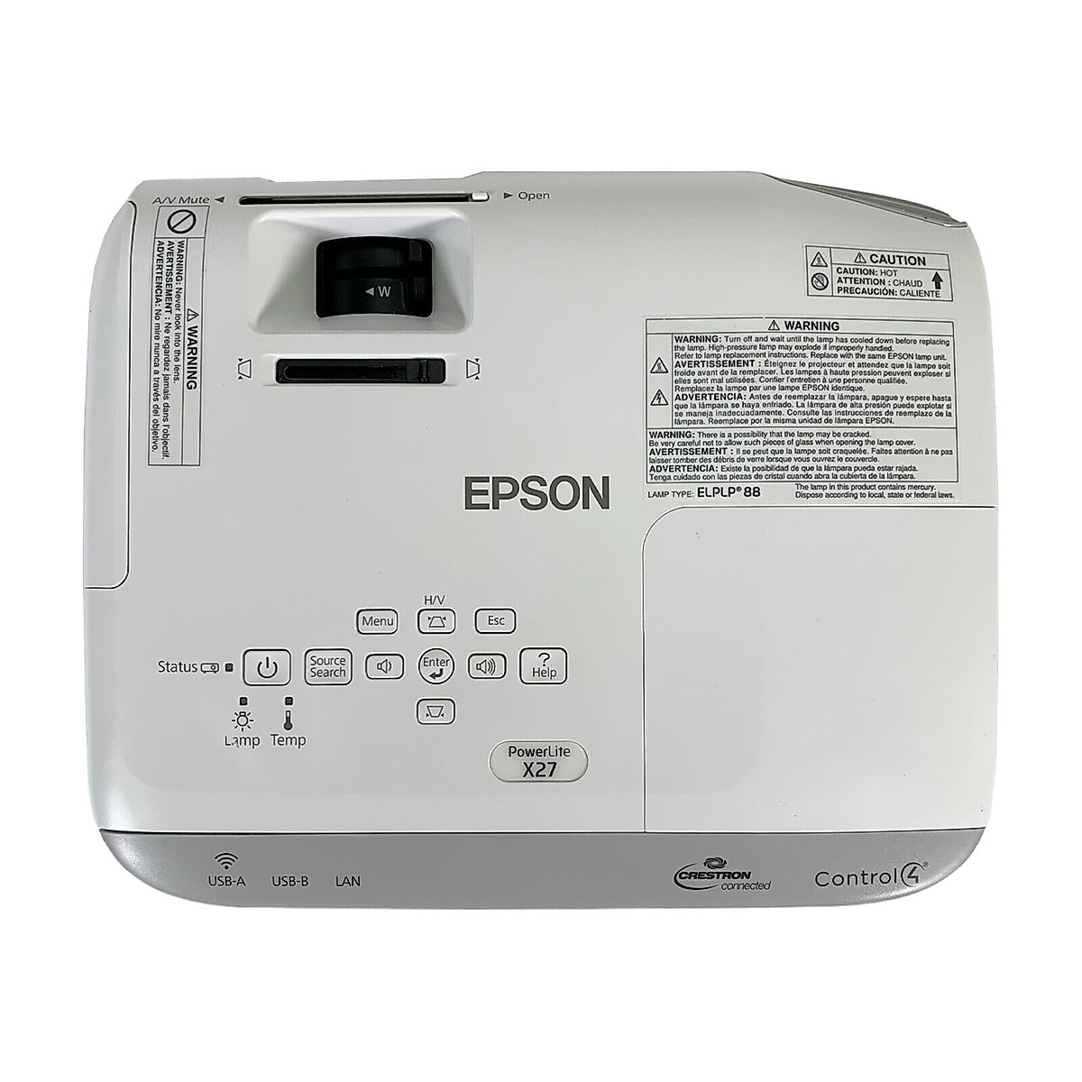 Epson PowerLite X27 3LCD Projector 2700 ANSI HDMI HD 1080i, Bundle: Remote Control, Power Cable, HDMI Cable