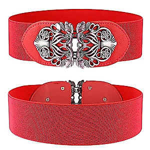 Chuangdi 4 Pieces Women Vintage Waist Belt Elastic Stretch Retro Cinch Belt Waistband for Jeans Pants Dresses (Fresh Style)