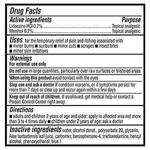 Amazon Basics After Sun Gel with Aloe Vera, Lidocaine and Menthol, 16 Fl Oz (Pack of 1) (Previously Solimo)