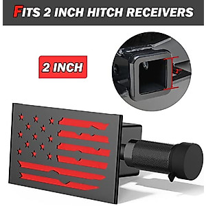 TOEASYTY Heavy American Flag Metal Trailer Hitch Cover for 2 Inch Receivers,Tow Hitch Covers 2 Inch for Truck Accessories(with 5/8-inch Pin Diameter Trailer Hitch Lock)