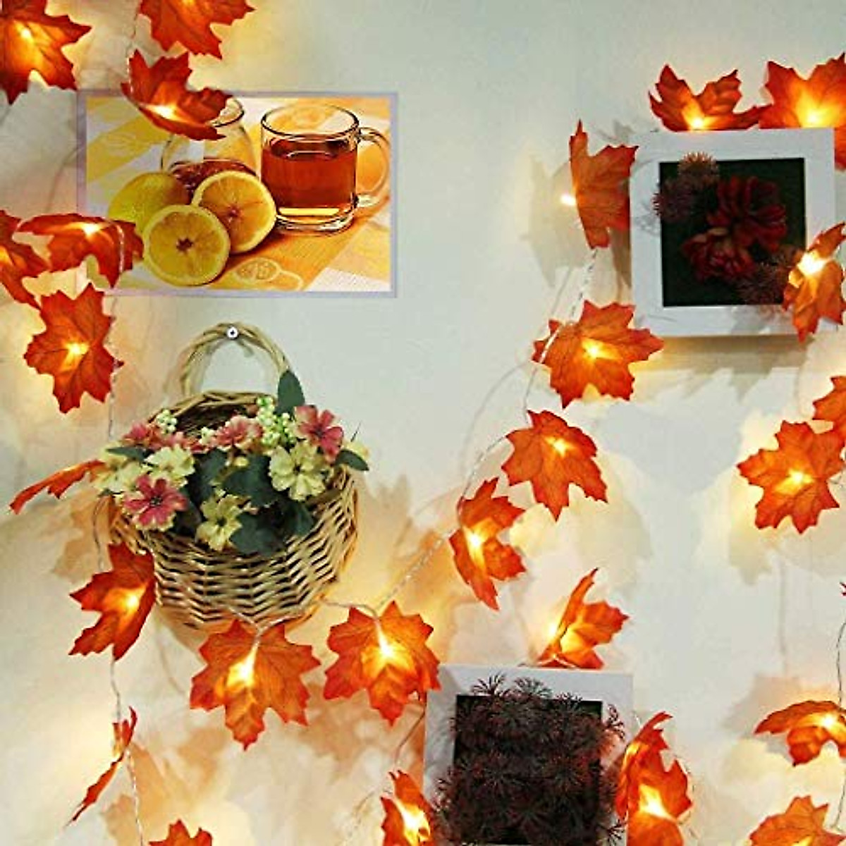 LIUPENGWEI Christmas String Lights, 3M, 20 LED Fairy Lights Theme Maple String Lights Home Decoration Fall Garden Garden Ghost Light