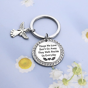 Memorial Keychain Sympathy Jewelry Those We Love Don't Go Away Gifts Angel Keyring Remembrance Loved One Gift Comfort Gift (Angel Those KS)