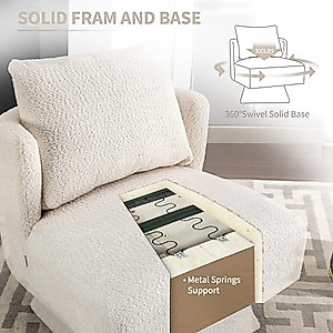 HOMEFUN Swivel Barrel Chair Set of 2, 360 Degree Modern Wide Upholstered Swivel Accent Chair with Curved Back and Pillows - Comfy Soft Chenille for Nursery, Living Room, Bedroom, Beige