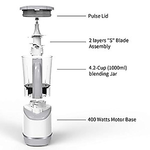 La Reveuse Multi-Functional Pulse Blender Countertop 400 Watts with 4.2-Cup Chopping Jar,for Blending, Mixing,Mincing,White