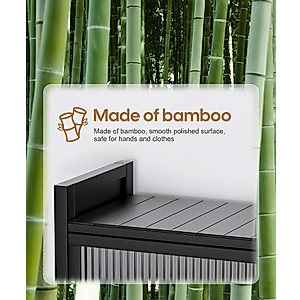 Cozivolife Over The Toilet Storage Cabinet with Drawer and Flip Door,Bamboo Bathroom Organizer Shelf with Anti-Tip Design and Waterproof Feet Pad,Freestanding Rack Above Toilet Space Saver (Black)