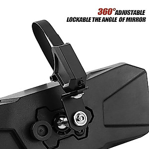 PACEWALKER UTV Rear View Mirror 1.5"-2"Adjustable Roll Bar Center Rearview Mirror with Adjustable Clamp Clear View 360 Degree Mirror for Polaris RZR Honda Pioneer Can Am X3 Kawasaki Mule