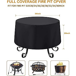 FEIERYA Fire Pit Cover Round for Fire Pit 22- 36 Inch, Waterproof Outdoor Fire Pit Cover, Full Coverage Patio Round Firepit Cover - Dustproof Anti UV and Tear Resistant