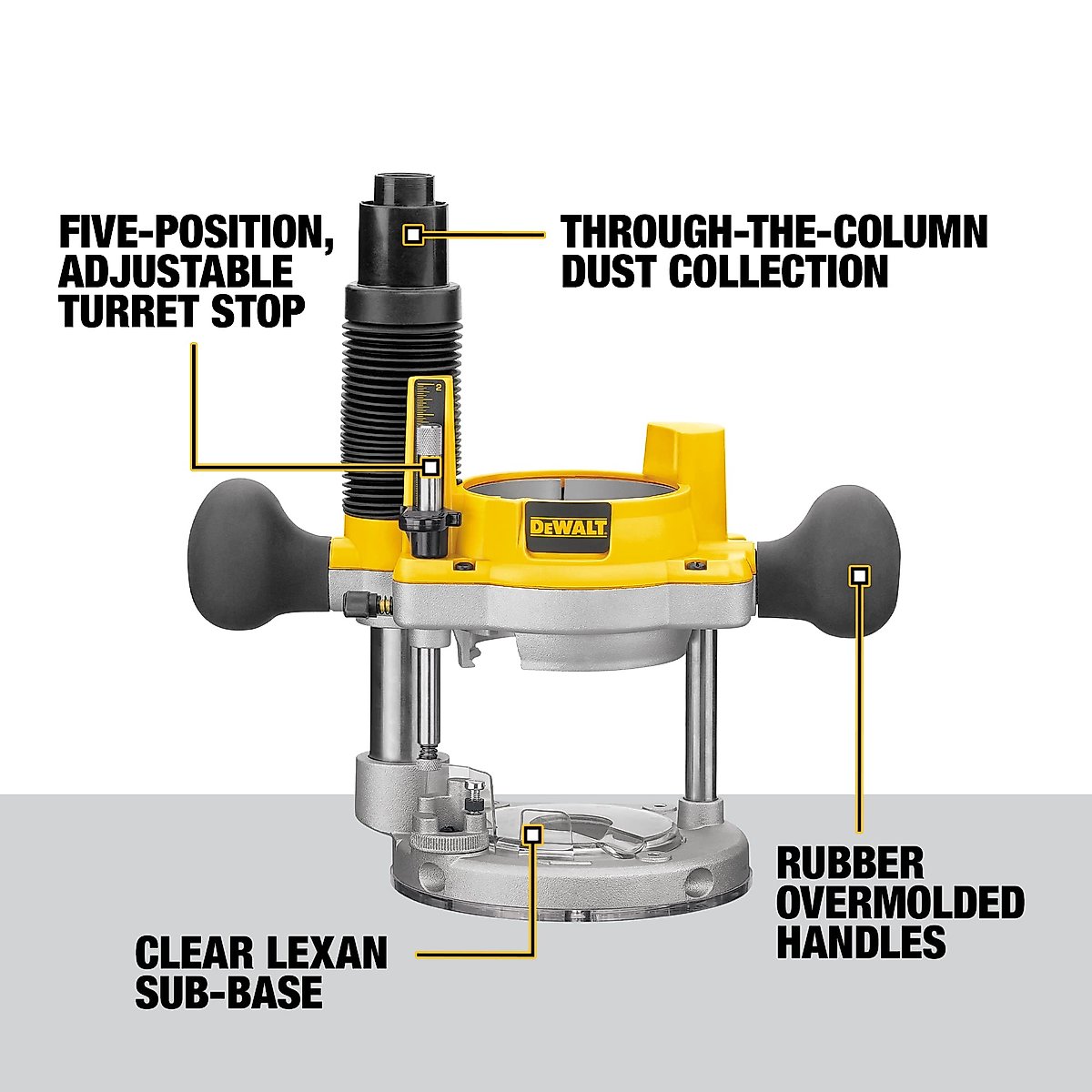 DEWALT Router, Fixed and Plunge Base Kit, Soft Start, 12-Amp, 24,000 RPM, Variable Speed Trigger, Corded (DW618PKB)