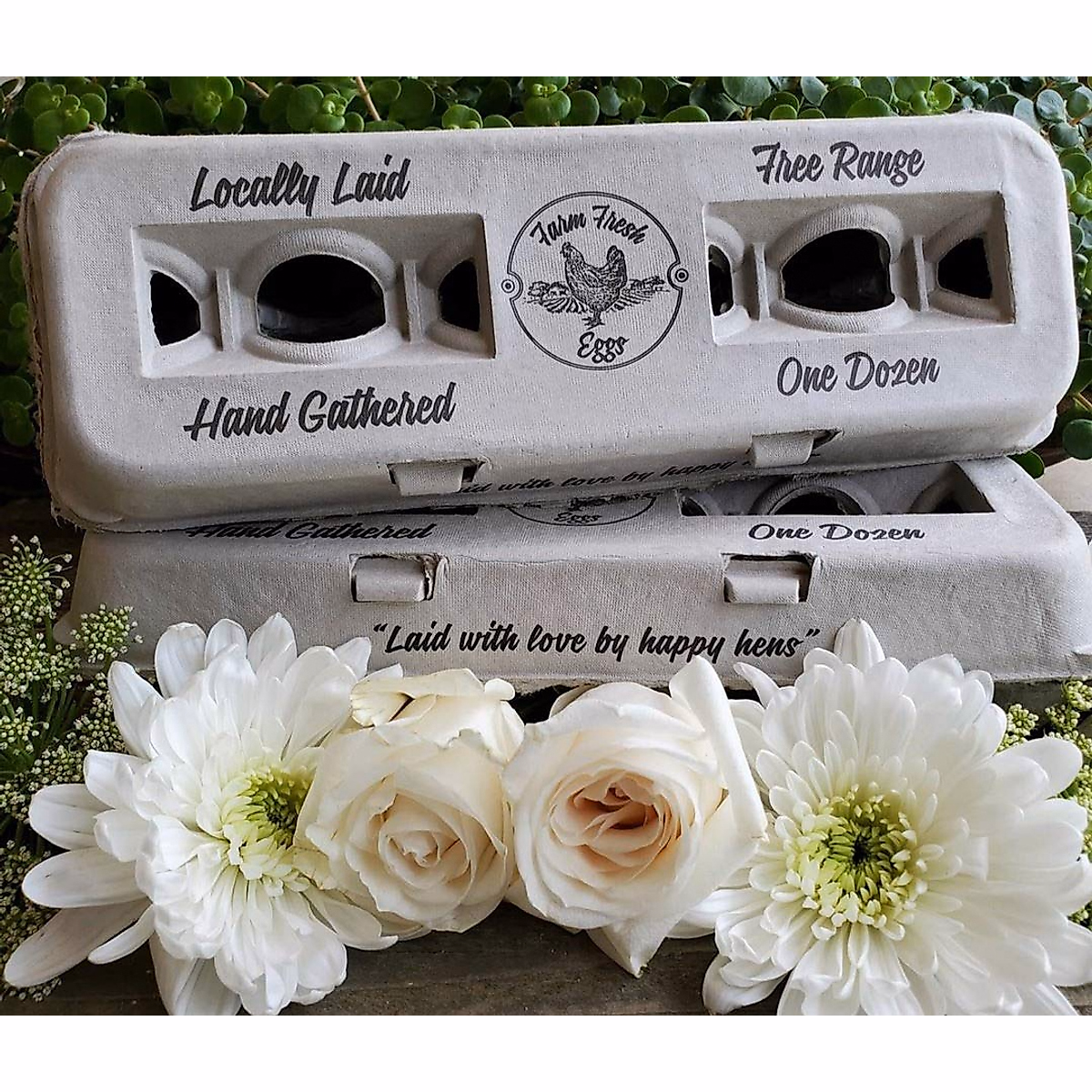 25 Egg Cartons – Adorable Vintage Design for your Farm Fresh Eggs, 100% Recycled Paper Cardboard, Sturdy & Reusable, Holds Small to XL Chicken Eggs