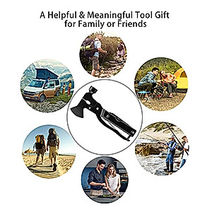 Multi-tool Axe Hammer, Upgraded 14 in 1 Portable Hatchet Tool with Sheath, Camping Survival Gear Kit Birthday Gifts Christmas Stocking Stuffers for Dad Father Grandpa Husband Son Boyfriend Him