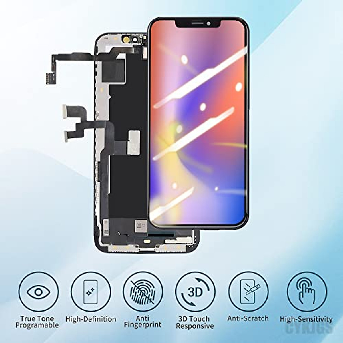 for iPhone XS Screen Replacement 5.8” With Ear Speaker and Proximity Sensor, 3D Touch LCD Display Digitizer Full Assembly with Front Earpiece Fix Tools Glass, Repair Kit for A1920, A2097, A2098, A2100