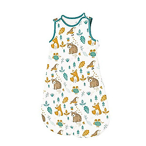 Baby Sleep Sack Sleeveless Wearable Blanket for Girls & Boys Two-Way Zipper Soft Organic Cotton Pajamas with Woodland Pattern (12-24 Months)