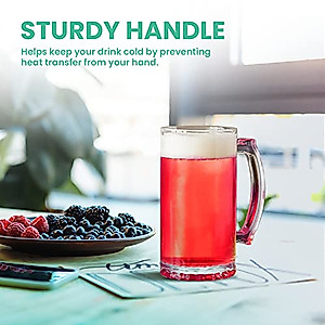 Beer Mug With Handle- Drinking Glass Dishwasher and Freezer Safe - Drinking Cup 26 ounce Large Pub Beer Mug with 2 Stainless Steel Ice Cubes - Traditional Beer Mug, Tea Glass, Cocktail Glass