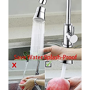 SunDins Chrome 720 Degree Swivel Sink Faucet Aerator ,Big Angle Faucet Sprayer,Rotatable sink adapter Sprayer Attachment for Kitchen/Bathroom male or female thread - Easy Install (2 balls joint)