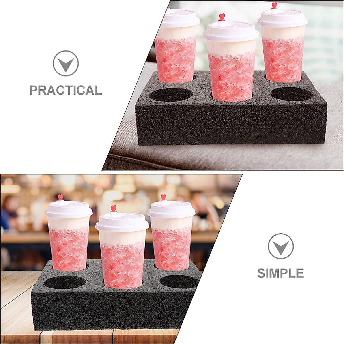 GANAZONO 2pcs milk tea cup holder drink takeout holder couch cup holder tray beverage holder sofa cup holder couch disposable coffee cup Drink Carry Holder drinks pearl cotton kettle