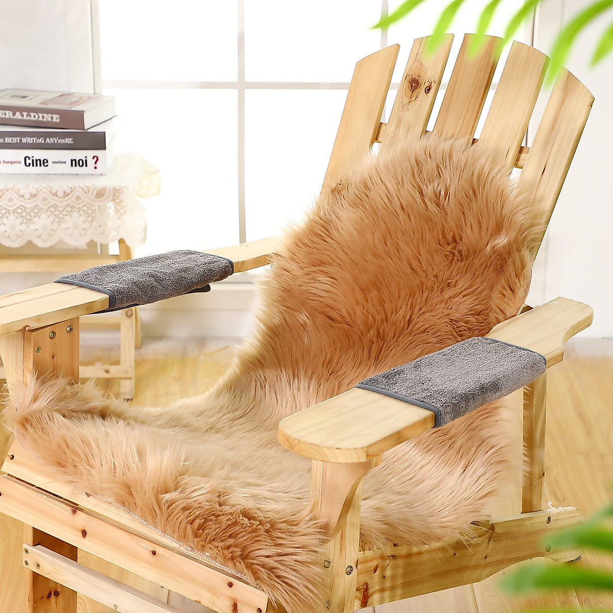 Weysat 4 Pcs Velvet Office Chair Armrest Pad Adjustable Office Chair Arm Covers Removable Chair Arm Covers Protectors Velvet Armrest Pads for Home Office Chairs