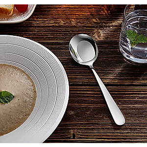 KEAWELL Premium 4-Piece 7" Louise Soup Spoons, 18/10 Stainless Steel, Dishwasher Safe