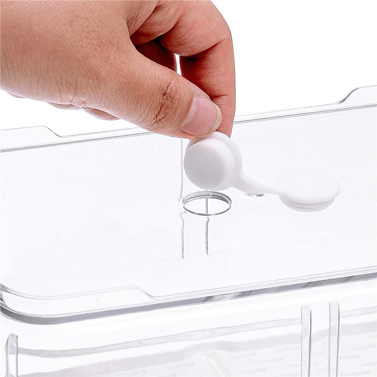 SANNO Vegetable Fruit Containers Fridge Food Storage Produce Saver Container Refrigerator Egg Holder Tray Stackable Covered Egg Tray Holder