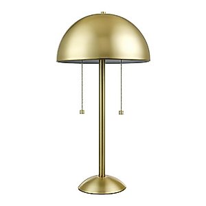 Globe Electric 12976 Haydel 21" 2-Light Table Lamp, Matte Brass, Double On/Off Pull Chain