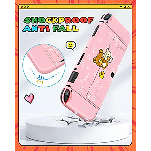 Xinocy (2in1 for Nintendo Switch OLED Case +24 Switch Game Holder Cute Cartoon Bear Slim Protective Cases Soft Shell for Kids Boys Teens Girls Girly Design Funny Aesthetic Covers for Switch OLED 2021