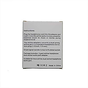 MAOYE Airplane Airline Flight Adapters for Headphones， Airplane Headphone Adapter, UCEC 3.5mm Golden Plated Airline Earphone Adapter for in-Flight Entertainment System, 2 Pack (Blue)