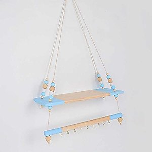 NC Crafts Ins Nordic Nordic Single-Layer Upper Board and Lower Stick Rack for Clothes Hanging Blue