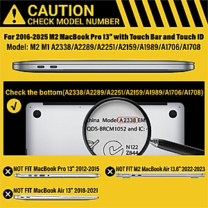 IBENZER Compatible with 2023 2022 M2 MacBook Pro 13 Inch Case 2021-2016 M1 A2338 A2289 A2251 A2159 A1989 A1706 A1708, Hard Shell Case & Keyboard Cover for Mac Pro 13, Crystal Clear, T13CYCL+1A