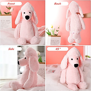 Poodle Plush Toy, 16 inch Stuffed Animal Throw Plushie Pillow Doll, Soft Pink Fluffy Puppy Dog Hugging Cushion - Present for Every Age & Occasion, Pink Poodle