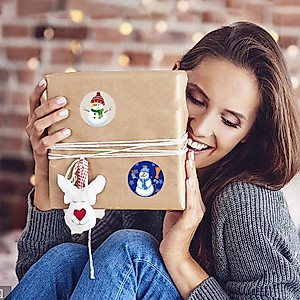 Christmas Stickers, 500 PCS 1.5” Merry Christmas Labels with 6 Snowman Patters, Round Roll Self Adhesive Seals for Xmas Favor Gift Cards Envelopes