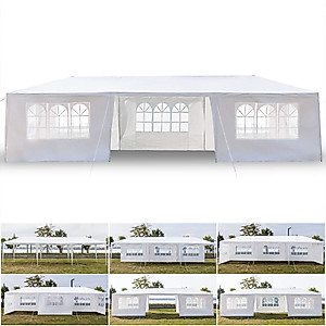 Party Tent 10x30 Heavy Duty Canopy Tent with Removable Sidewalls Outdoor Wedding Tent (7 Sides)