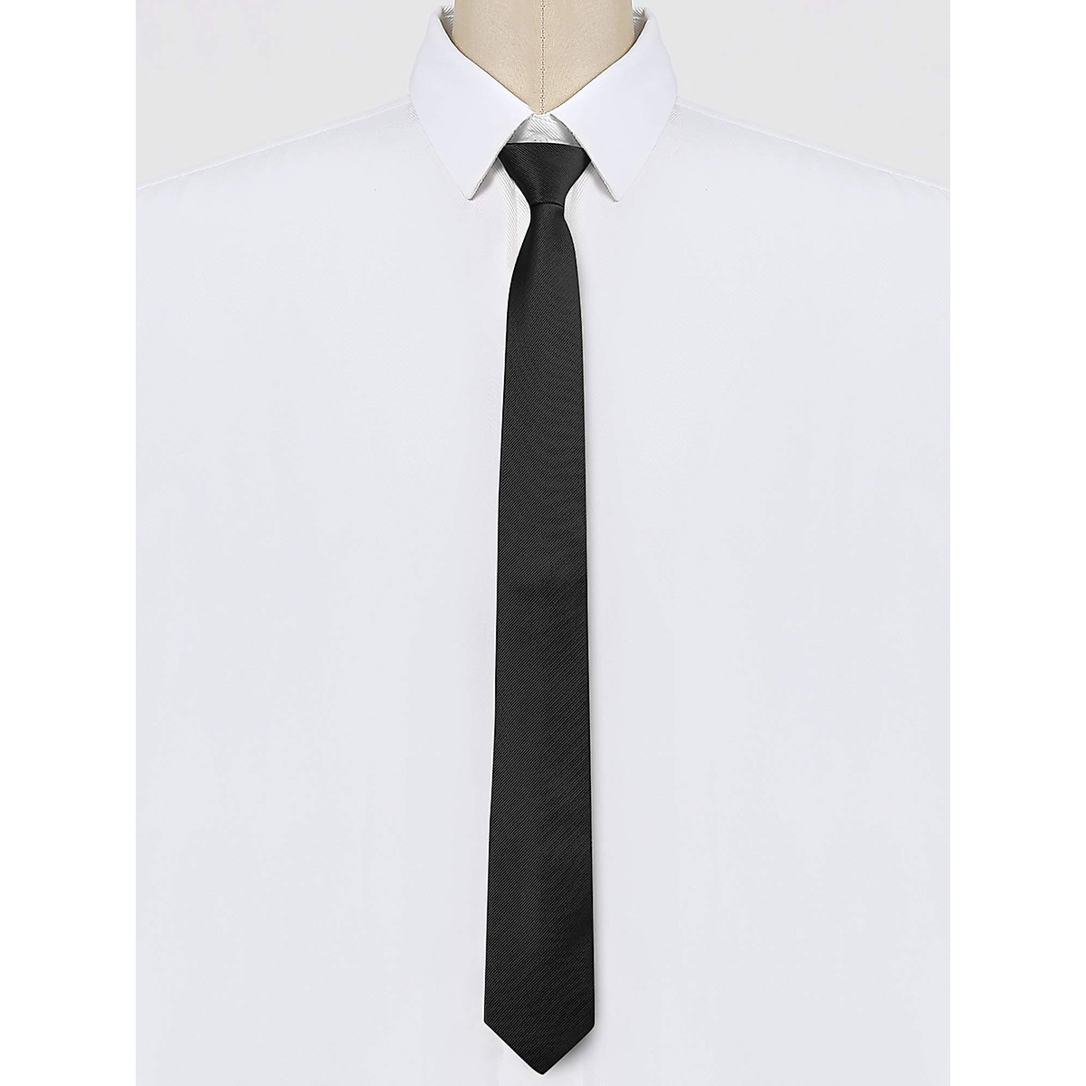 Allegra K Men's Skinny Pretied Solid Color Zipper Ties Neck Adjustable Strap Wedding Groom Tie One Size Black