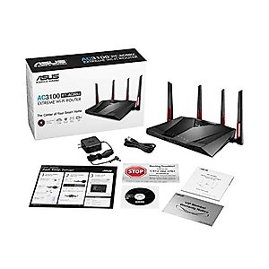 ASUS AC3100 WiFi Gaming Router (RT-AC88U) - Dual Band Gigabit Wireless Router, WTFast Game Accelerator, Streaming, AiMesh Compatible, Included Lifetime Internet Security, Adaptive QoS, MU-MIMO