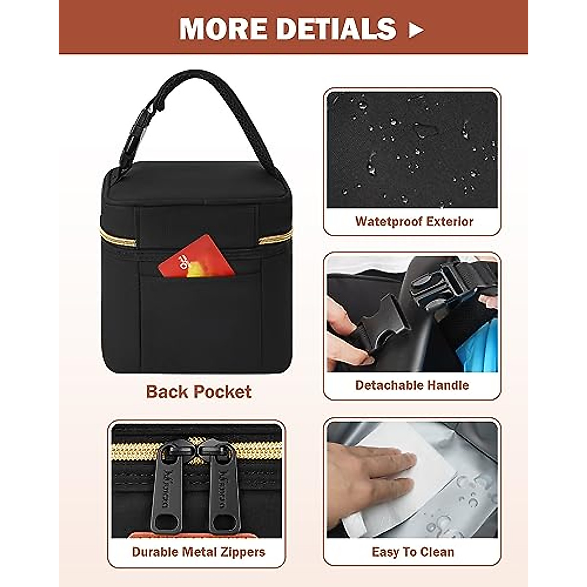 Breastmilk Cooler Bag with Ice Pack Fits 4 Baby Bottles Up to 5 Ounce, Mancro Insulated Baby Bottle Bag for Nursing Mom Daycare, Easily Attaches to Stroller, Black