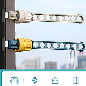 CHEOTIME Clothes Drying Rack, Laundry Drying Rack Hanger Innovative Portable 8 Holes Window Frame Clothes Hanging Rack for Household Travel (Blue)