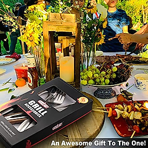 GRILLART BBQ Tools Grill Tools Set - 18Inch Grilling Tools BBQ Set - Grill Accessories w/ BBQ Tongs, Spatula, Fork, Brush - Stainless Grill Kit Grilling Set - Gift Ideas BBQ Accessories, Gifts for Men