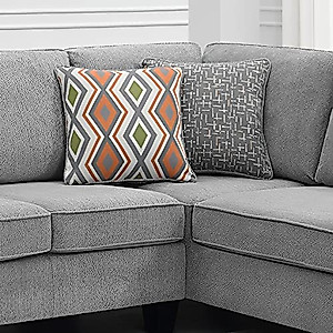 112" Wide Large Modern Upholstered L-Shaped Sectional Sofa with 4 Cushions, Modern Tufted Micro Cloth Couch with Soft Memory Foam Seats, 5 Seater Sofa - Light Grey - Oliver & Smith