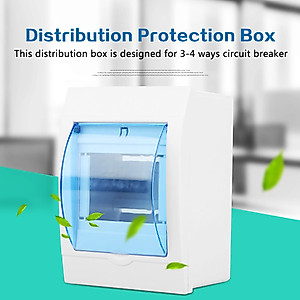 Keenso 3-4 Ways Plastic Distribution Box for Circuit Breaker, Easy Install, Wide Application, Transparent Cover
