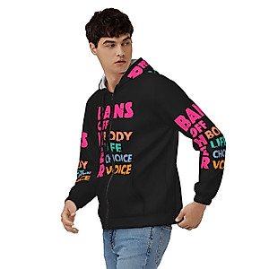Bans Off Our Bodies Hoodie Men'S Novelty Sweater Long Sleeve Zip Cardigan Sweater