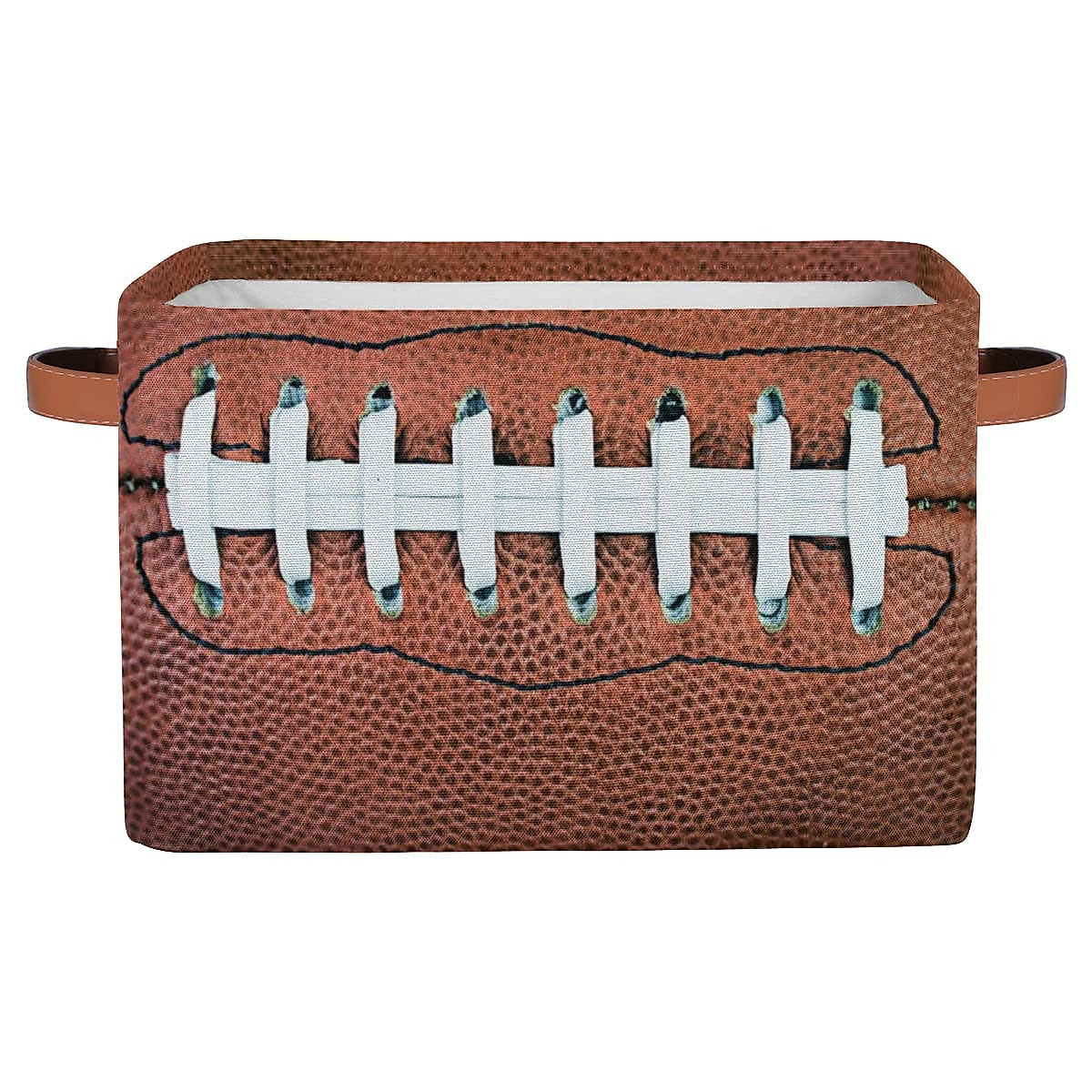 American Football Laces Storage Basket Cube Sport Ball Large Toys Storage Box Bin with Handle Collapsible Closet Shelf Cloth Organizer for Nursery Bedroom,15x11x9.5 in,1 Pack